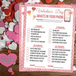 Valentines Whats in Your Phone Game -classroom Office Valentines Day ...