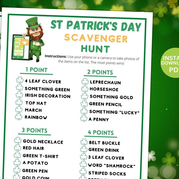 St Patricks Day Scavenger Hunt - Etsy