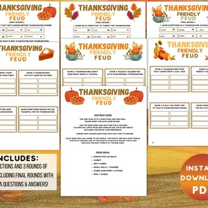 Thanksgiving Friendly Feud Games, Turkey Day Trivia Game, Adult ...