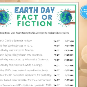 Printable Earth Day Fact or Fiction Game | Classroom Office Seniors ...