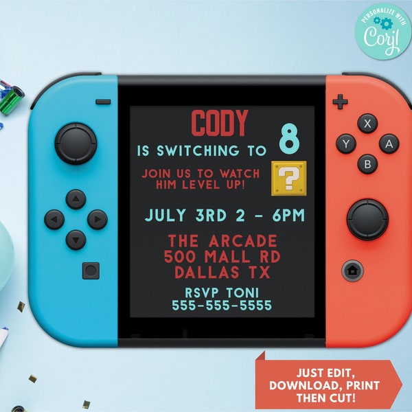 Nintendo Switch Invitation - Etsy