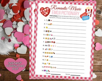 Romantic Movie EMOJI PICTIONARY Game Valentines Day Party - Etsy