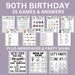 90th Birthday Printable Games Bundle | Born in 1935 Party Idea | 90th ...