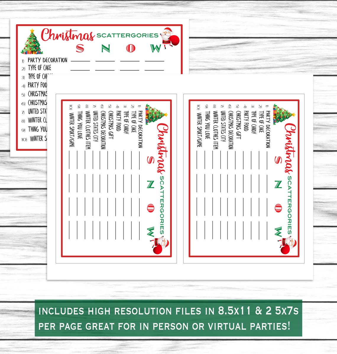Christmas Scattergories Game, Printable or Virtual Holiday Party Game ...