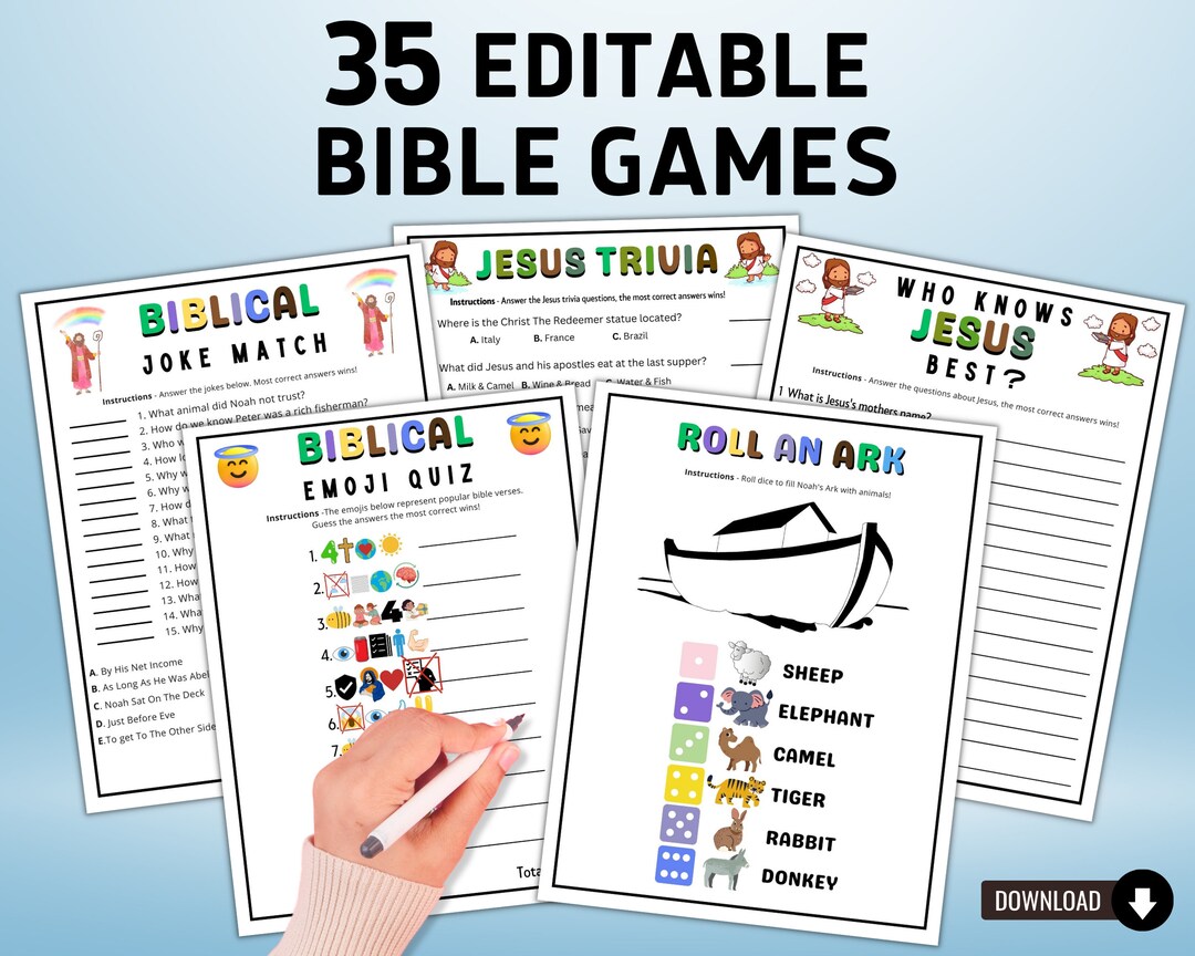 Bible Study Games Bundle | Editable Church Activities for Adults Kids ...