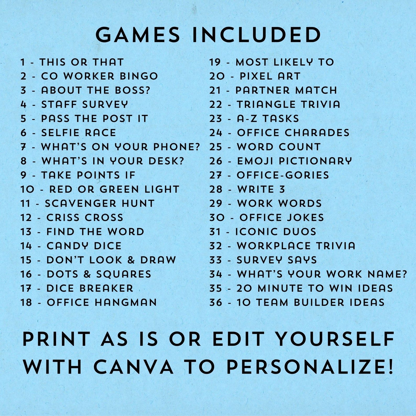 Office Party Mega Editable Bundle Printable Games for Employee ...