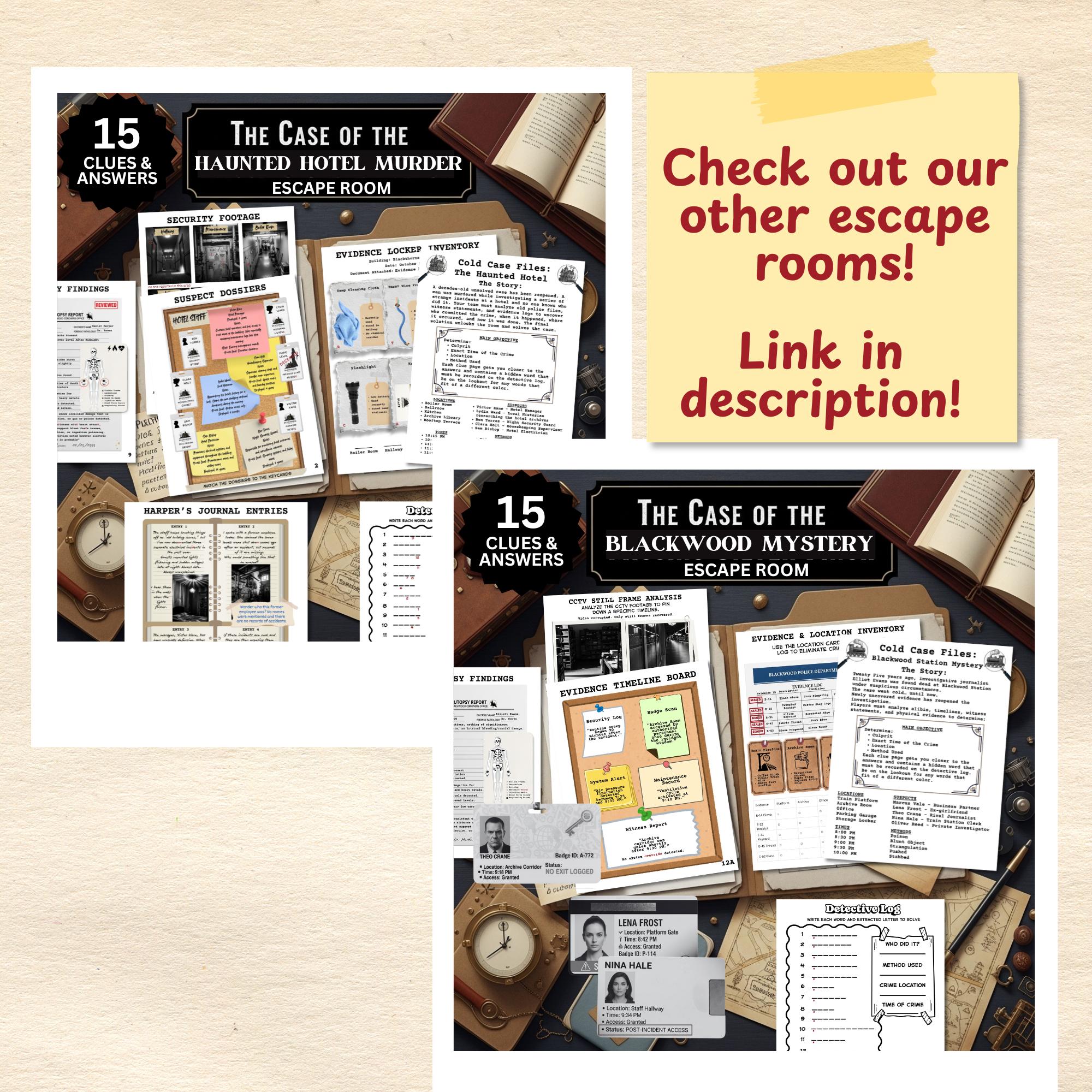 Detective Escape Room Printable | Cold Case Mystery Game for Teens ...
