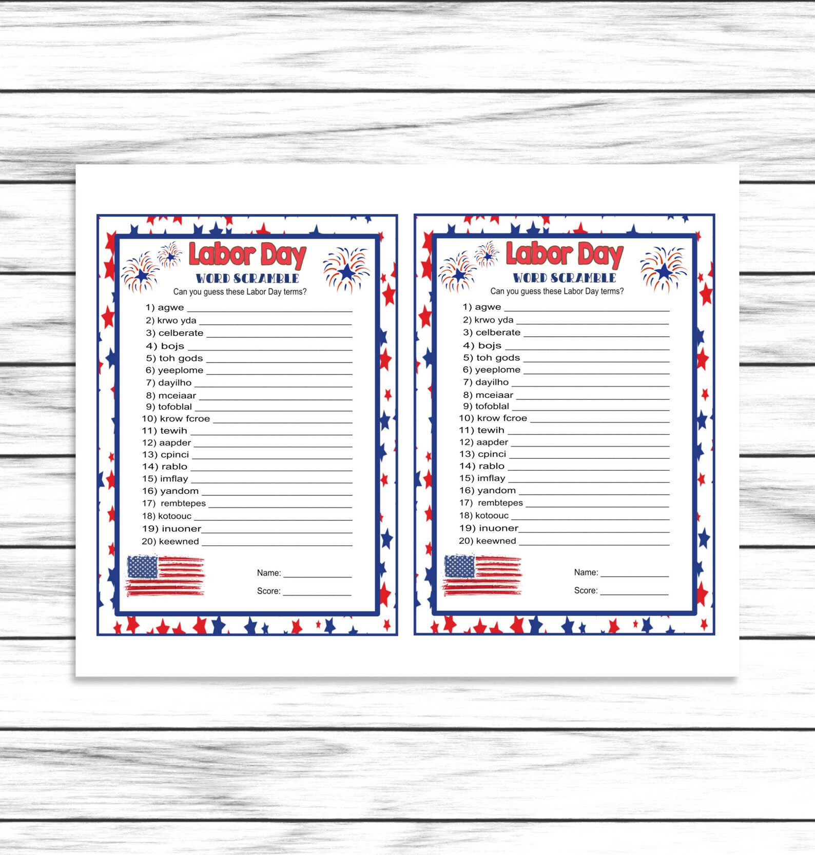 Labor Day Word Scramble Party Game Word Game for Adults | Etsy