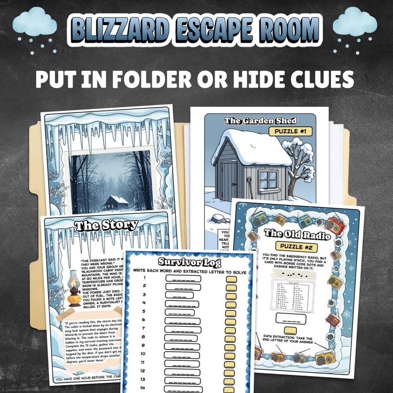 Winter Escape Room Game Printable • Escape the Blizzard • Snow Day ...