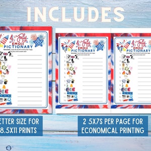 4th of July Emoji Pictionary Game Quiz, for Adults Kids, Summer Party ...