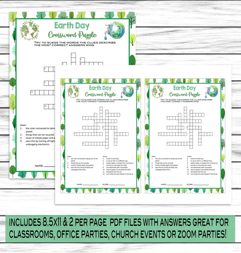 Earth Day Fun Games, Party Games, Trivia , Scattergories, Word Search ...