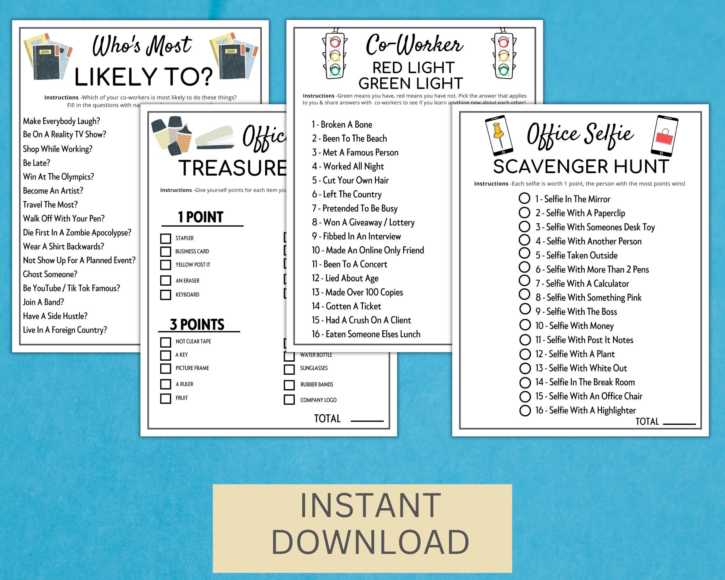 Editable Office Party Games Bundle | Printable Quizzes Work Team ...