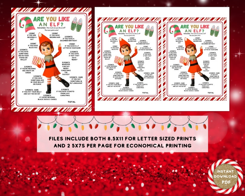 Christmas Party Elf Game Funny Holiday Printable Group Game - Etsy