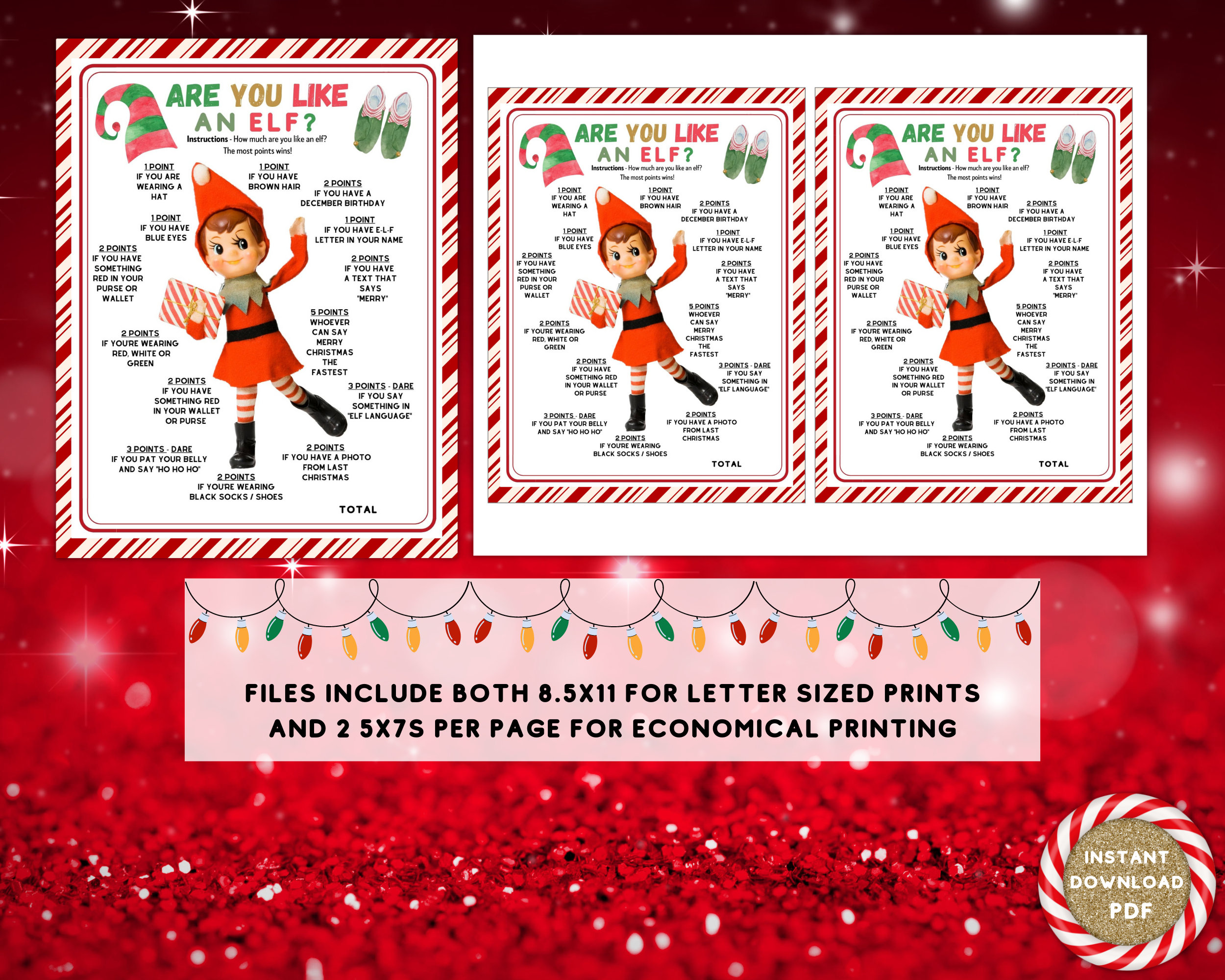 Christmas Party Elf Game, Funny Holiday Printable Group Game Xmas Party ...