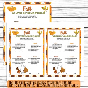 Fall Whats in Your Phone Game, Printable or Virtual Fun Game for Adults ...