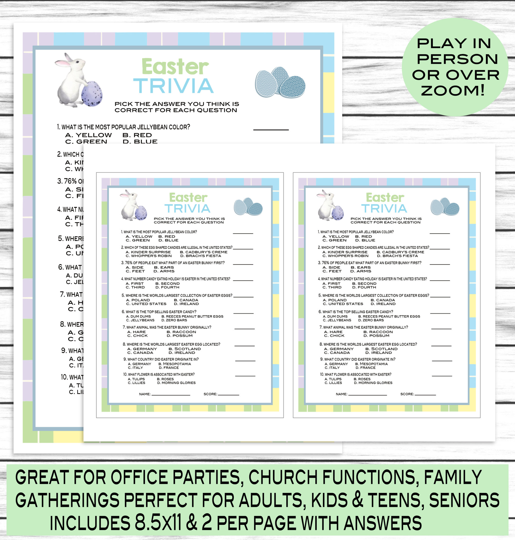 16 Easter Games Spring Party Games Trivia Adults Kids | Etsy