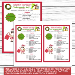 Christmas in July Whats in Your Bag, Party Game, Purse Game, for Adults ...