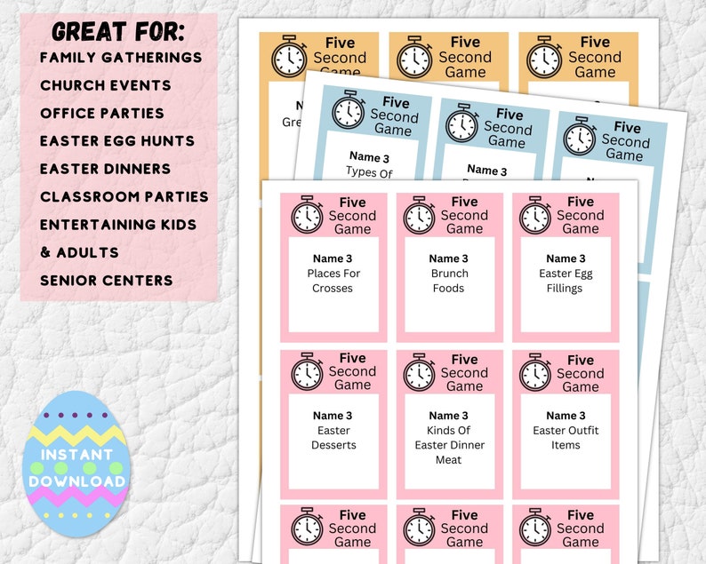 Printable Spring Think Fast Game | Easter Activity for Kids Adults ...