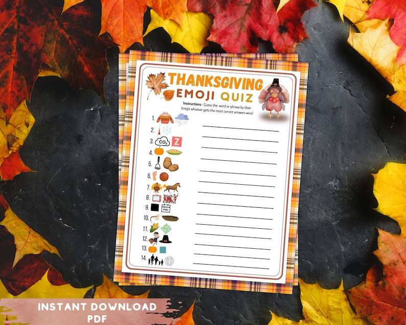 Emoji Pictionary Printable Thanksgiving Game Virtual Turkey - Etsy