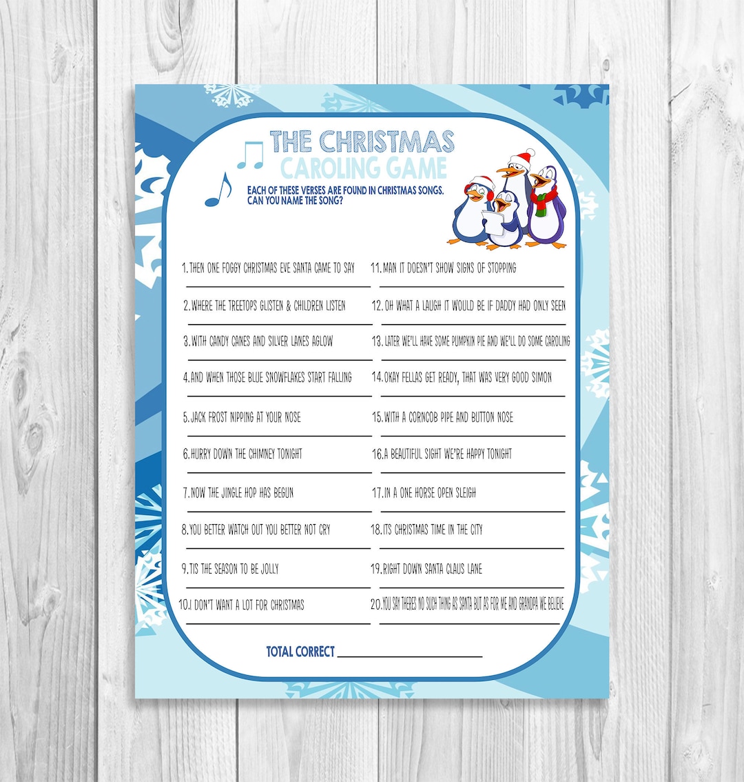Christmas Song Carol Game DIY Christmas Song Game Printable - Etsy