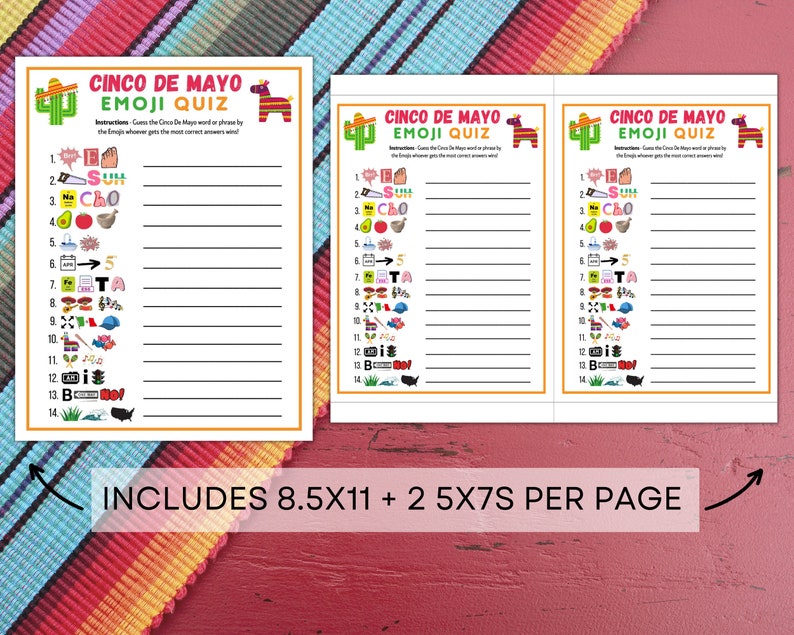 Printable Cinco De Mayo Game Emoji Pictionary Party Game | Emoji Quiz ...