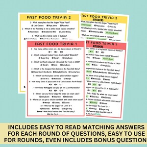 Pub Trivia Food Game Bundle | Printable Fast Food Trivia & Emoji ...