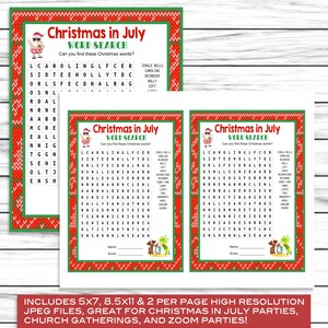 Christmas in July Word Search, Party Game, Word Find Game, for Adults ...