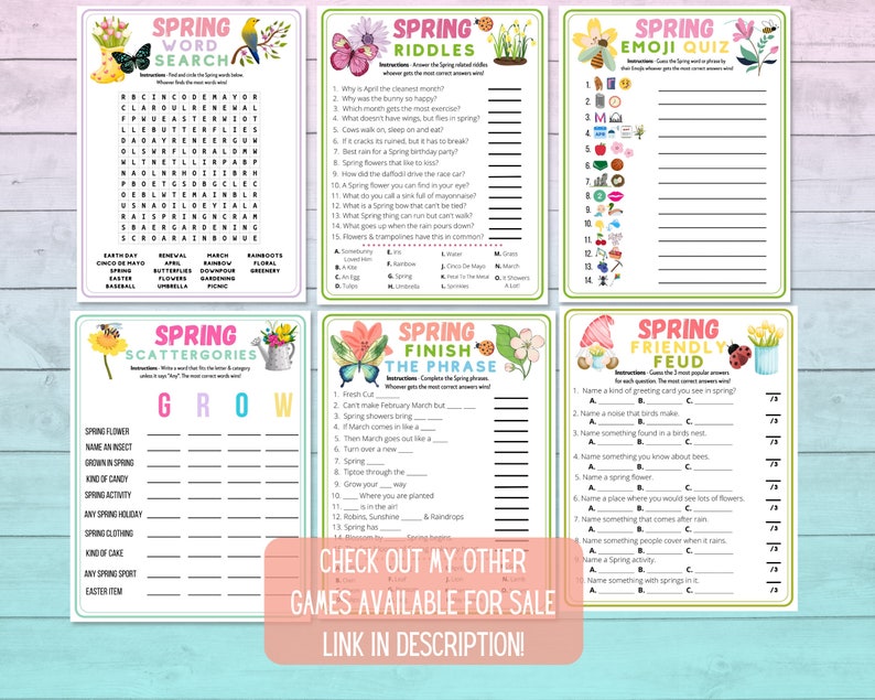 Spring Emoji Game Printable Quiz Kids Adults Fun Party Idea - Etsy