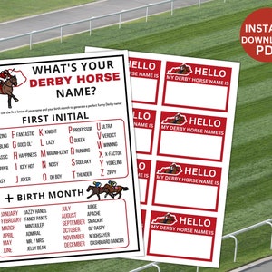 Whats Your Kentucky Derby Horse Name Game | Triple Crown Party Game ...