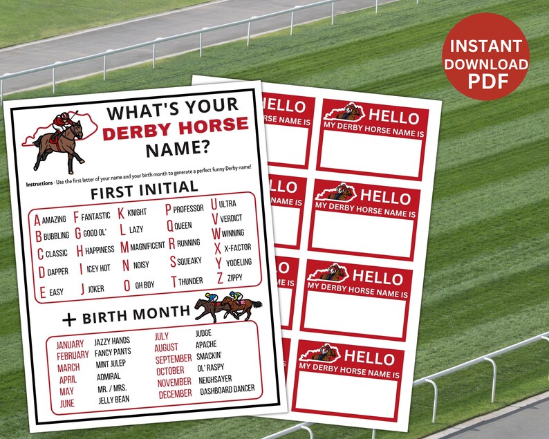 Whats Your Kentucky Derby Horse Name Game | Triple Crown Party Game ...