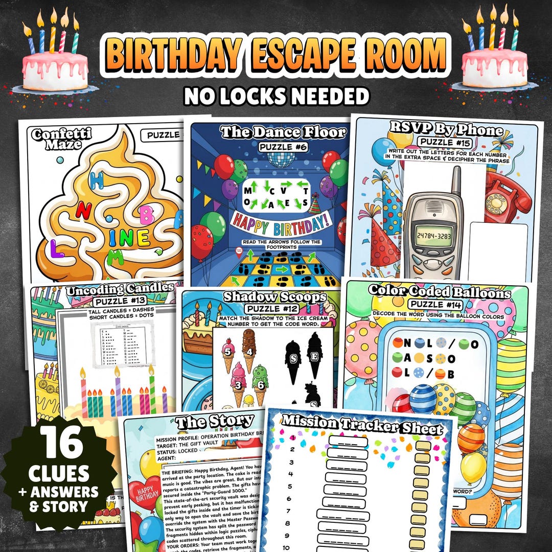 Birthday Escape Room Printable | Kids Teen & Adult Party Game | DIY ...
