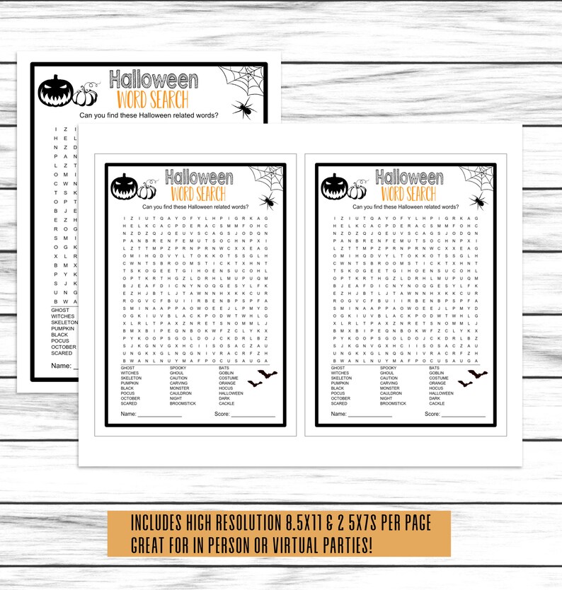 Halloween Word Search Game Virtual or Printable Halloween - Etsy
