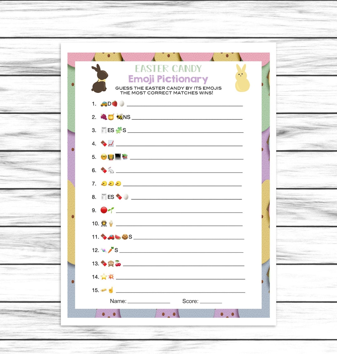 Easter Candy Emoji Pictionary, Emoji Game, Trivia Game, Easter Party ...
