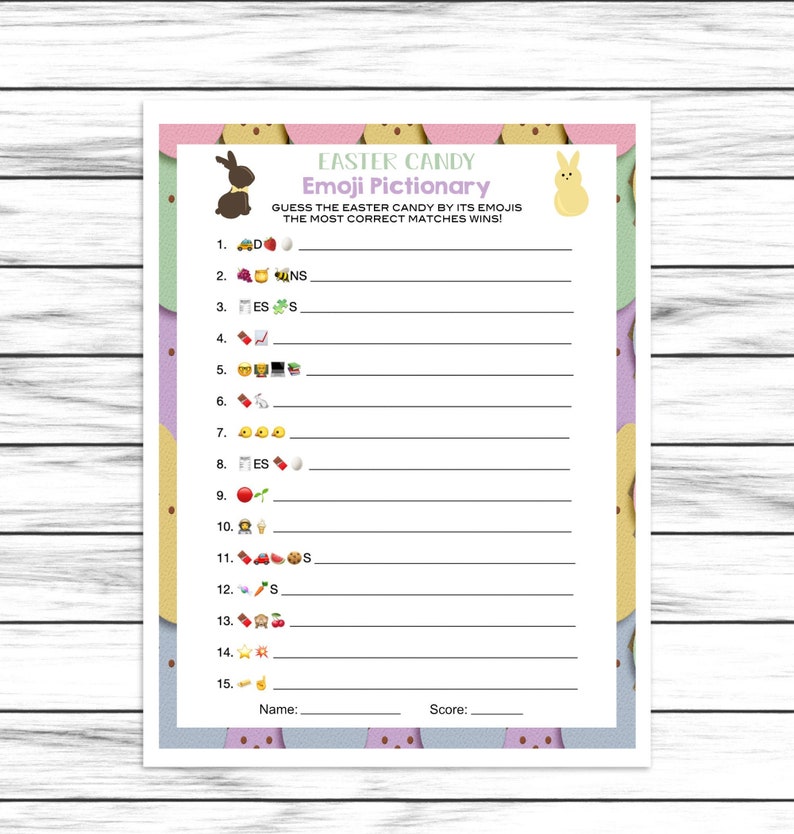 Easter Candy Emoji Pictionary, Emoji Game, Trivia Game, Easter Party ...