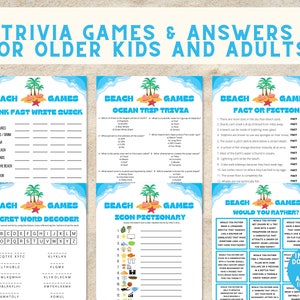 Printable Beach Games & Answers | Ocean Party Games for Kids and Adults ...
