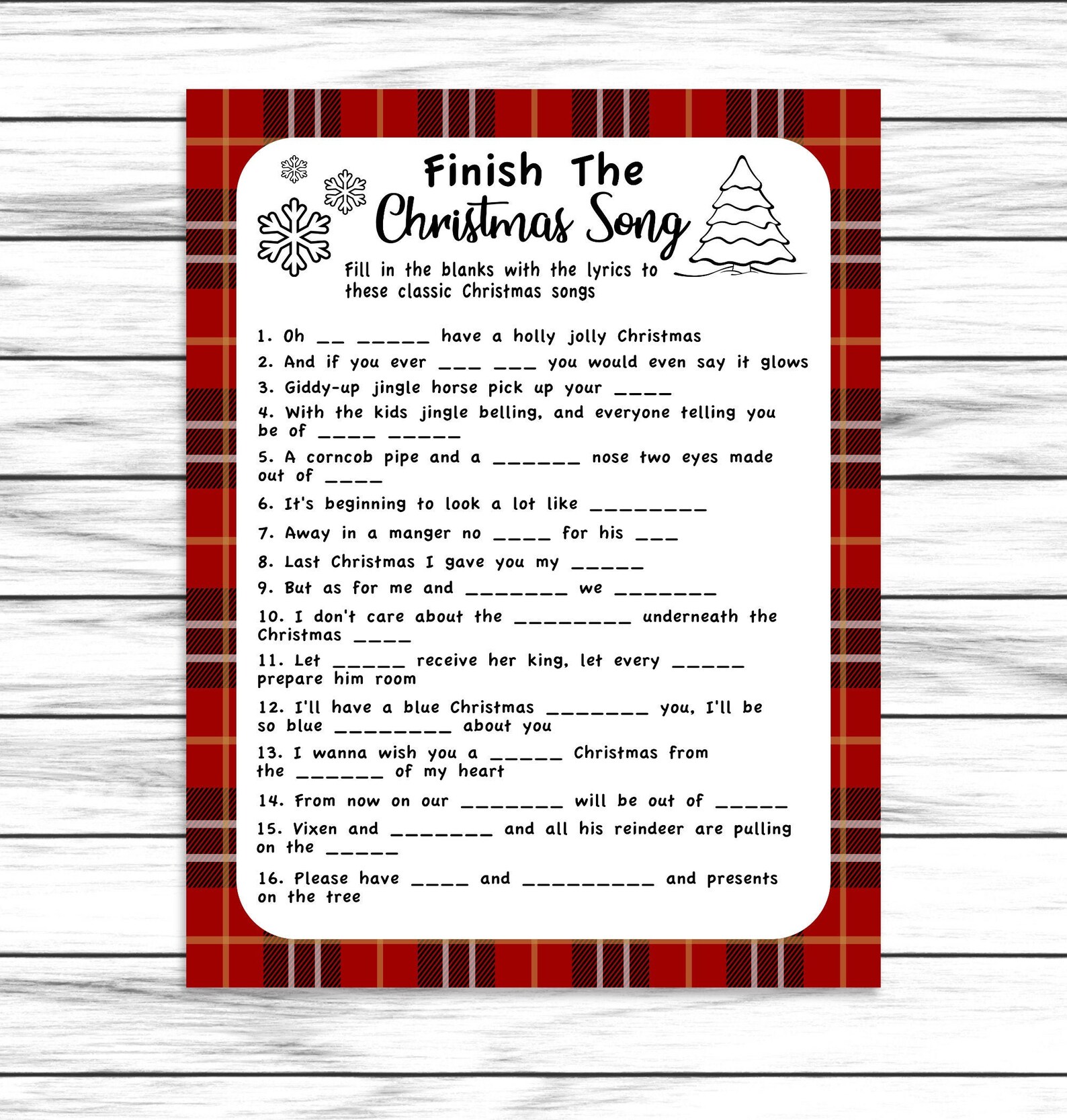 Christmas in July Finish the Song, Party Game, Song Game, for Adults ...