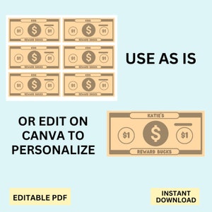 Editable Rewards Chart Play Money | Pretend Chores Cash for Moms ...