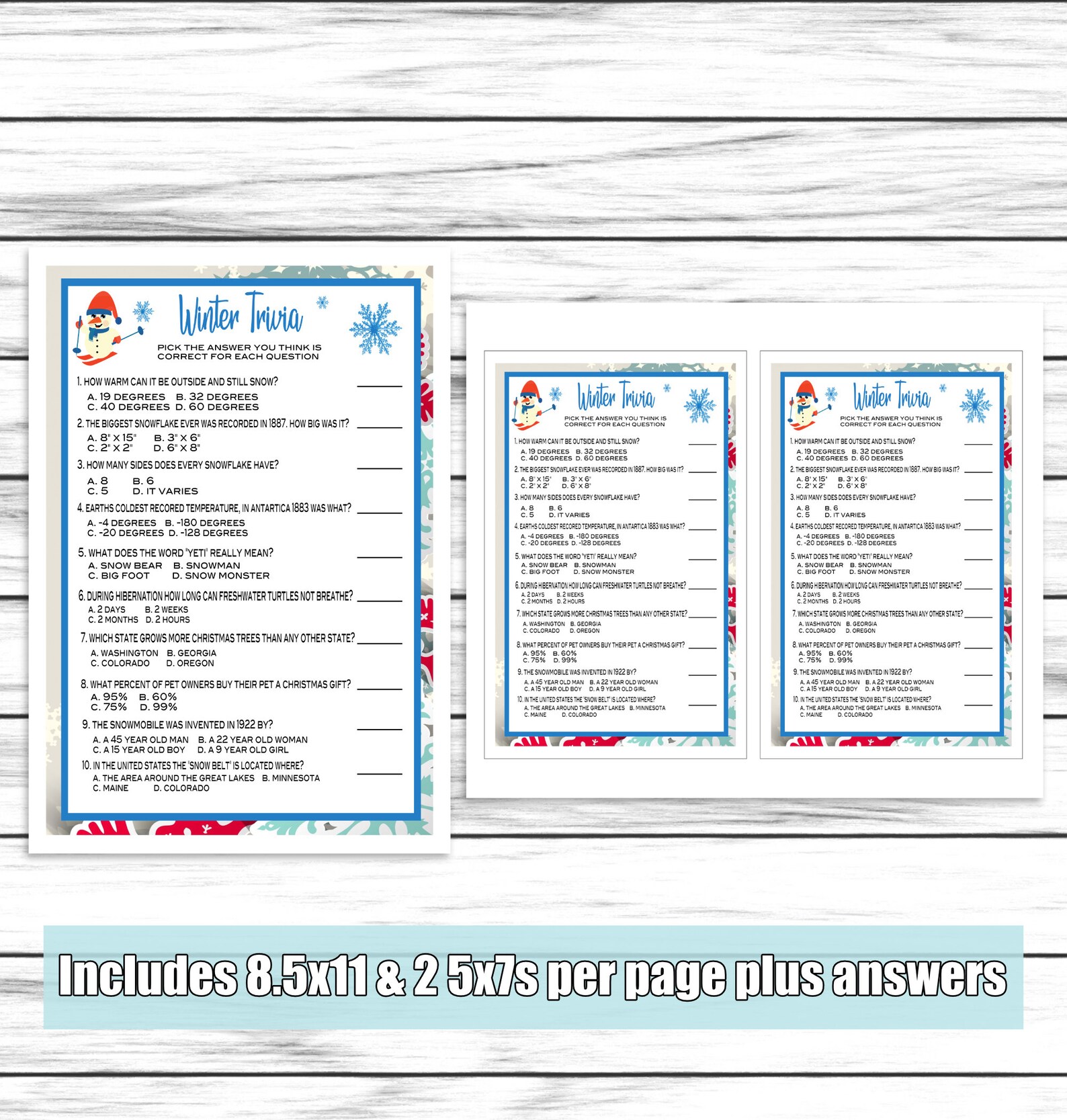 Winter Fun Games Winter Party Games Trivia Scattergories - Etsy