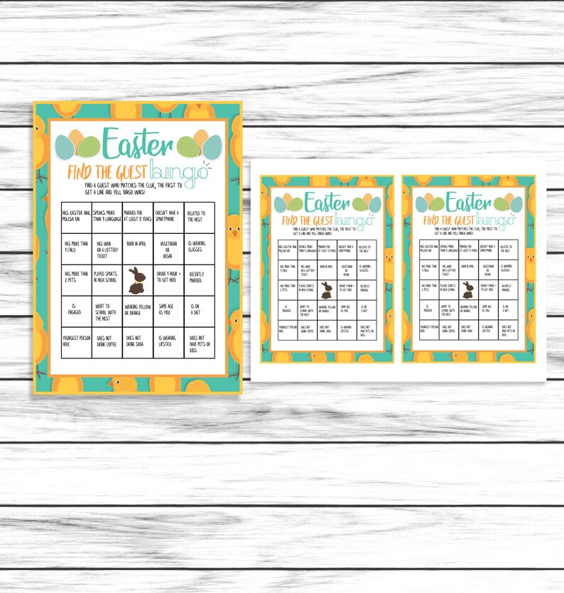 Easter Game Find the Guest Bingo Icebreaker Game Easter | Etsy