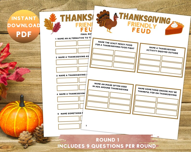 Thanksgiving Friendly Feud Games Turkey Day Trivia Game - Etsy