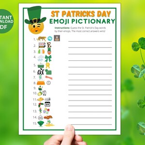 St Patricks Day Game, Emoji Pictionary, St Patricks Day Party Game ...