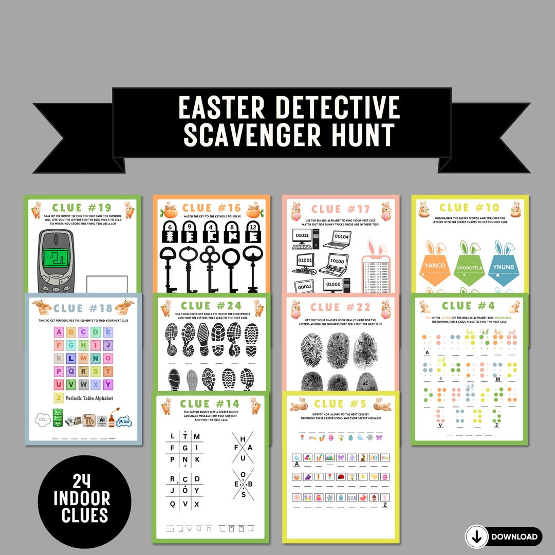 Easter Scavenger Detective Hunt for Teens Kids | Easter Basket Indoor ...