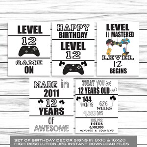 12th Birthday Signs, 12 Birthday Party Decorations, 12th Birthday ...