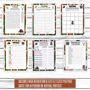 12 Printable or Virtual Football Party Games for Kids & Adults, Favors ...