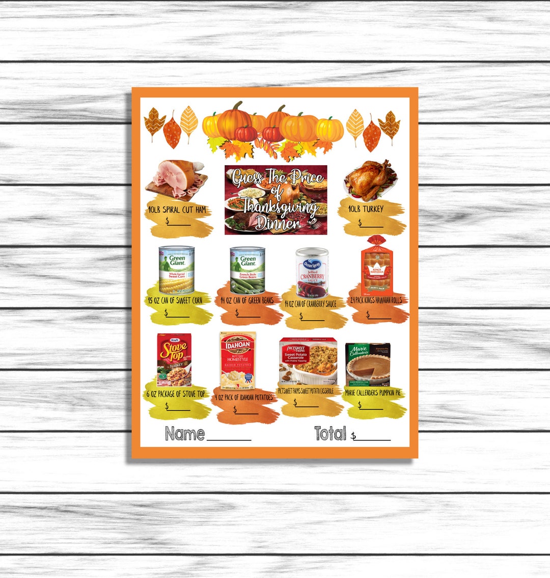 Thanksgiving Game, the Price is Right, Kid Thanksgiving Game ...