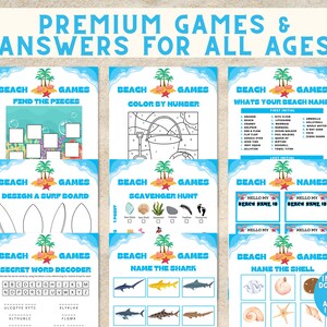 Printable Beach Games & Answers | Ocean Party Games for Kids and Adults ...