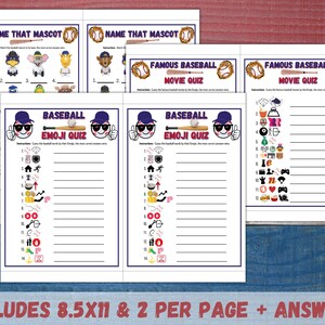 Printable Baseball Team Party Games Bundle | World Series MLB Quizzes ...