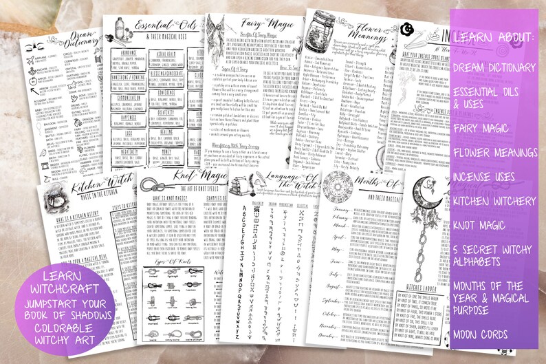 Printable Basic Witchcraft Grimoire Pages Book of Shadows | Etsy Canada