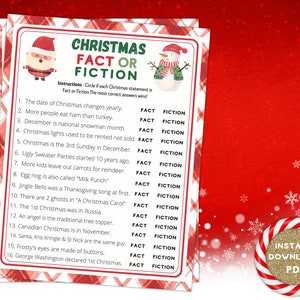 Printable Fact or Fiction Christmas Game,holiday Party Quiz Kids ...