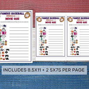 Printable Baseball Team Movie Party Game | Emoji Quiz | MLB Activity ...
